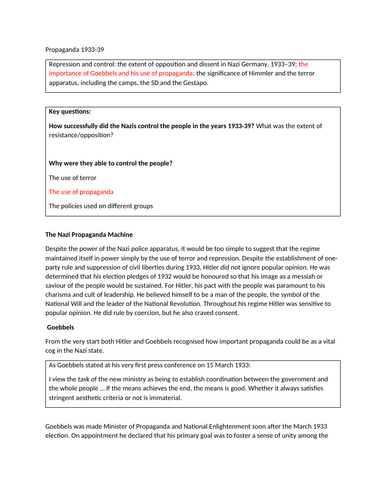 Nazi Propaganda – 1933-1939 - Germany - IAS History | Teaching Resources