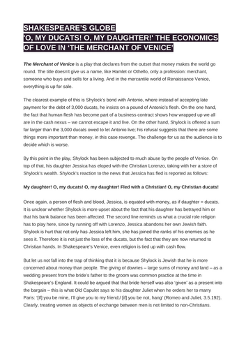 AQA English Literature GCSE Paper 1 The Merchant of Venice essay planning | Teaching Resources