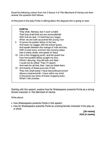 AQA English Literature GCSE Paper 1 The Merchant of Venice essay planning | Teaching Resources