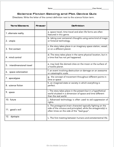 Science Fiction Genre Study Unit | Teaching Resources