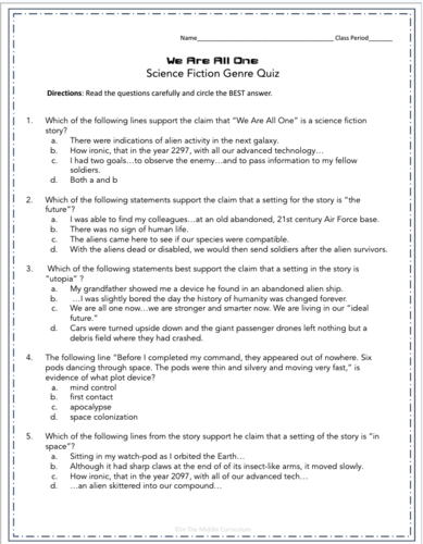 Science Fiction Genre Study Unit | Teaching Resources