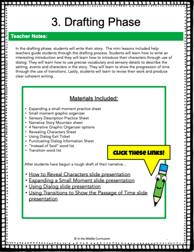 Middle School Narrative Writing Unit | Teaching Resources