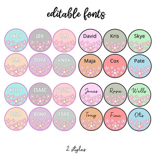 Printable Floral Student Name Labels, Flowers Round Classroom Labels ...