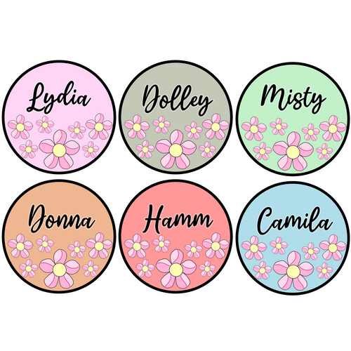 Printable Floral Student Name Labels, Flowers Round Classroom Labels ...