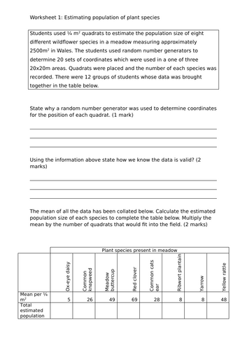 Quadrats and transect line - Required practical | Teaching Resources