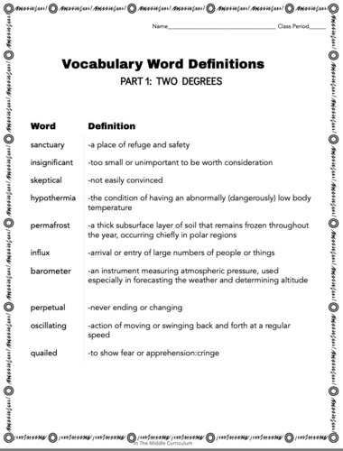 Two Degrees by Alan Gratz Novel Study Unit | Teaching Resources