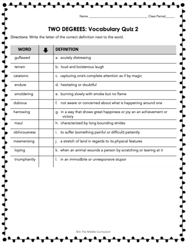 Two Degrees by Alan Gratz Novel Study Unit | Teaching Resources