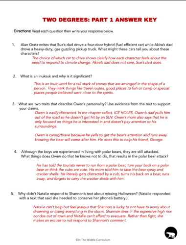 Two Degrees by Alan Gratz Novel Study Unit | Teaching Resources