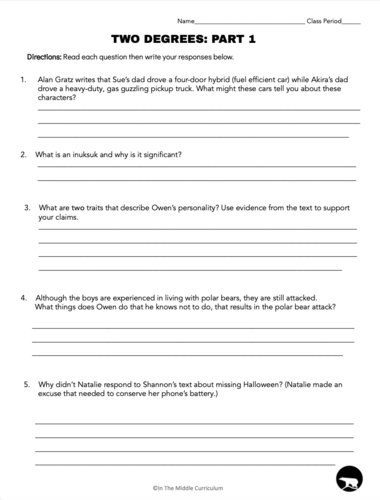 Two Degrees by Alan Gratz Novel Study Unit | Teaching Resources