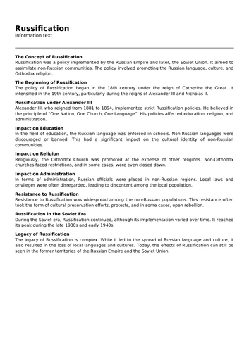 Russification | Teaching Resources