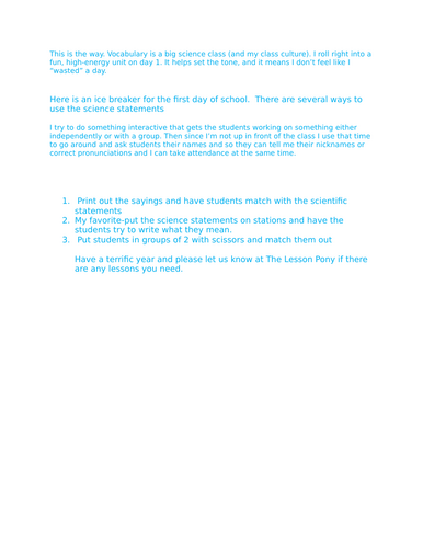 Back to school Fun Icebreaker for Middle & High School Science ...