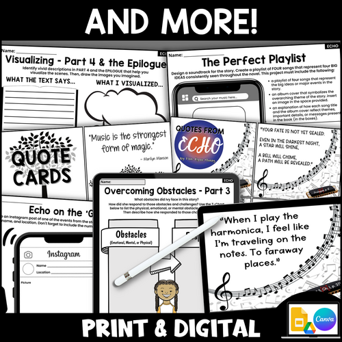 Echo Novel Study Theme, Symbolism, & Quote Extension Activities ...