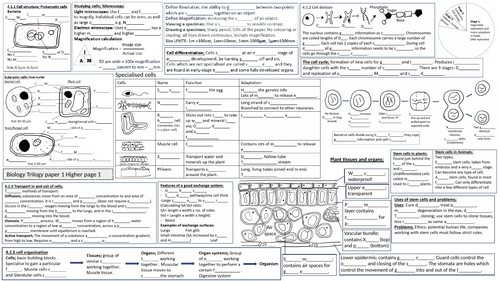 AQA Biology paper 1 revision- Triple and combined | Teaching Resources