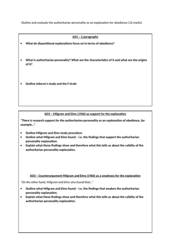 AQA A Level Psychology - Social Influence - Dispositional explanation ...