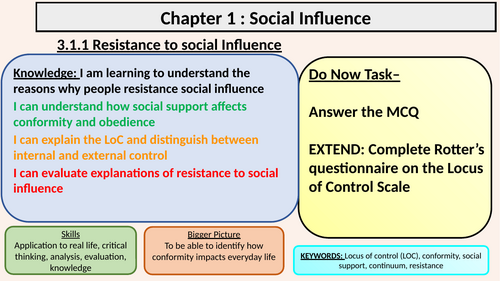 AQA A Level Psychology - Social Influence - Resistance to Social ... AQA A Level Psychology - Social Influence - Resistance to Social ...