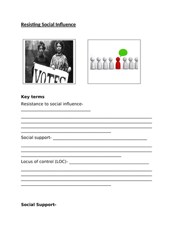 AQA A Level Psychology - Social Influence - Resistance to Social ... AQA A Level Psychology - Social Influence - Resistance to Social ...