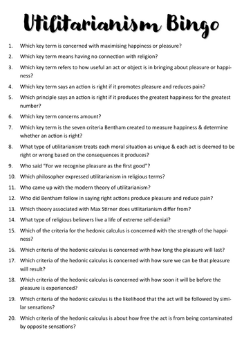 A-Level RS: Classical Utilitarianism Lesson - Eduqas Ethics - Religious Studies | Teaching Resources