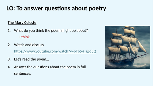 The Mary Celeste - poem resources | Teaching Resources