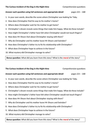 The Curious Incident of the Dog in the Night-time - resources bundle ...