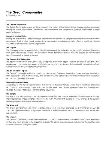 The Great Compromise | Teaching Resources