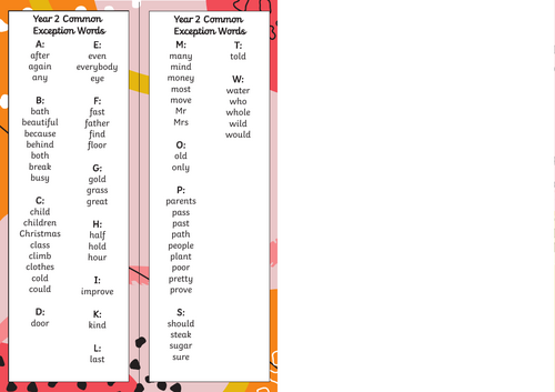 Year 2, 3 and 4 Common Exception Words | Teaching Resources