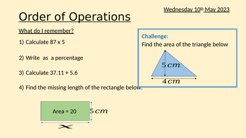 Order of Operations Lesson - BIDMAS | Teaching Resources