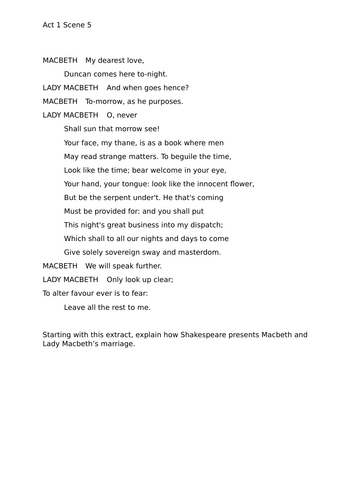 Presentation of Marriage in Macbeth | Teaching Resources
