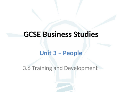 GCSE Business Studies - Training resources (induction, on-the-job and ...