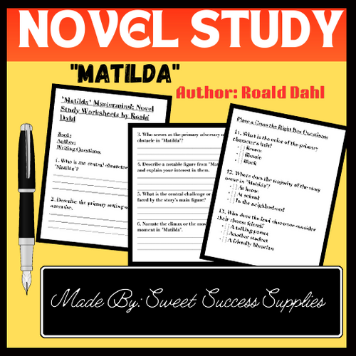 "Matilda" Novel Study Worksheets by Roald Dahl Questions & Answers ...