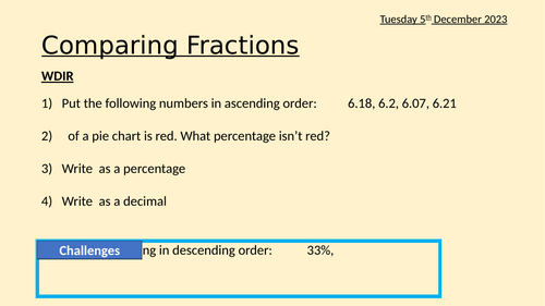 Comparing and ordering fractions | Teaching Resources