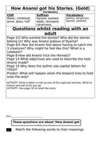 KS1 - How Anasi got his Stories (Gold Band) | Teaching Resources