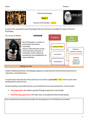 Edexcel GCSE Psychology - Options - Pack 2 - Forensic Psychology and ...