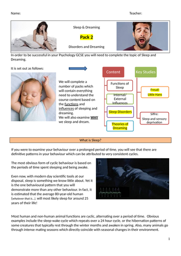 Edexcel GCSE Psychology - Options - Sleep and Dreaming - Theories ...