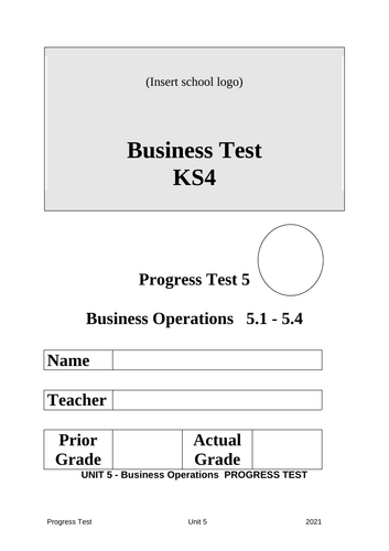 IGCSE Progress Test : Business Operations | Teaching Resources