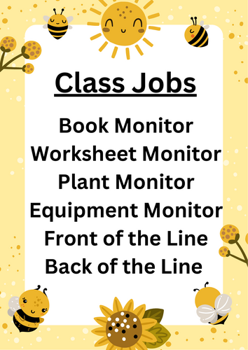 Class Job List | Teaching Resources