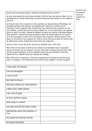 Les verbes 'er' au present. | Teaching Resources