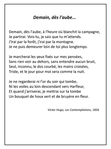 Compréhension de lecture - Poème lyrique / French Reading Comprehension ...