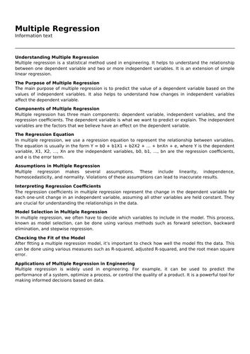 Multiple Regression | Teaching Resources