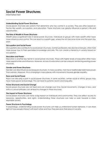 Social Power Structures | Teaching Resources