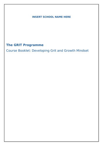 The GRIT Programme - Developing Grit and Growth Mindset | Teaching ...
