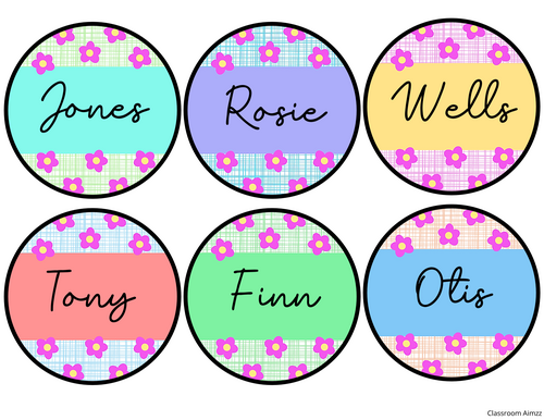Printable Bright Flower Theme Student Name Tags, Name Signs,Classroom ...