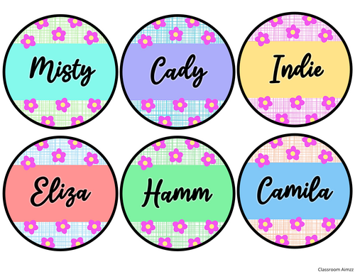 Printable Bright Flower Theme Student Name Tags, Name Signs,Classroom ...