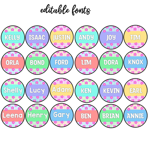 Printable Bright Flower Theme Student Name Tags, Name Signs,Classroom ...