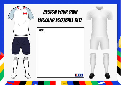 Euro 2024 Design an England Football Team Kit. Drawing Art Activity ...