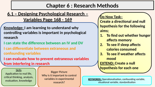 AQA A Level Psychology - Research Methods - Controlling Variables ... AQA A Level Psychology - Research Methods - Controlling Variables ...