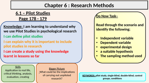 AQA A Level Psychology - Research Methods - Pilot Studies/ planning an ...