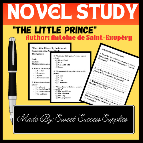 "The Little Prince" by Antoine de Saint-Exupéry Novel Study Worksheets ...