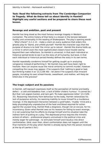 Identity in Hamlet - A Level Revision Resource | Teaching Resources