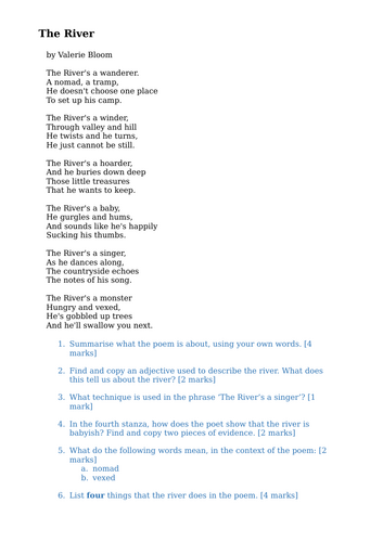 KS2 Poetry Comprehension collection | Teaching Resources