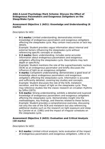 AQA A Level Psychology - Biopsychology - Biological rhythms Circadian ...
